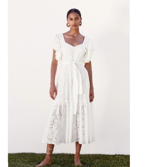 Zara | Dresses | Zara Embroidered Midi Dress | Poshmark